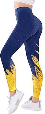 Generic Legging de sport 2026 pour femme - Imprim&eacute; taille haute - Collants de compression pour yoga et fitness, bleu, XXL