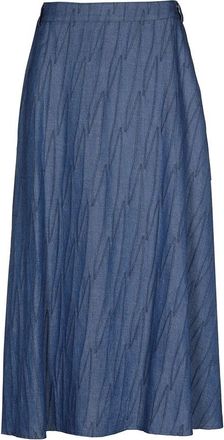 Marie M&eacute;ro Femme, Jupes, Bleu, Taille: 38 FR Jupe midi trap&egrave;ze en denim brod&eacute;