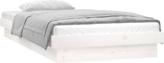 vidaXL Cadre de lit &agrave; led blanc 90x190 cm simple bois massif