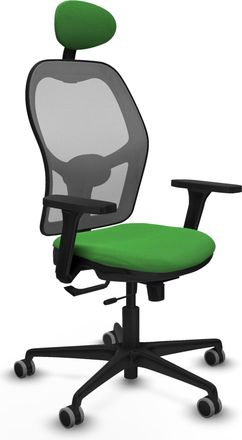 Piqueras y Crespo Ergonomischer Computerstuhl mit 3D-Armen, h&ouml;henverstellbarer Lendenwirbelst&uuml;tze und festem Kopfteil, ausgestattet mit Syncro/Traslack und injiziertem 