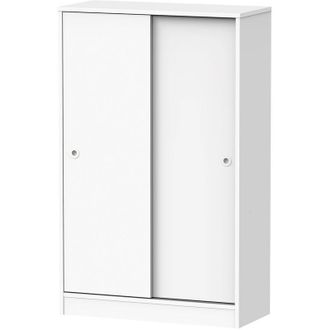 PEGANE Pegane - Armoire 2 portes coulissantes blanche - Dimensions 120 x 74 x 33 cm - Panneaux de particules m&eacute;lamine haute densit&eacute; - Fabrication certifi&eacute;e