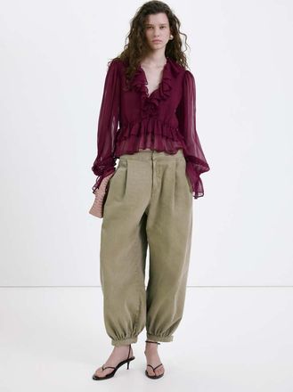 Mango Blouse volants fluide grenat - Femme - XS - MANGO