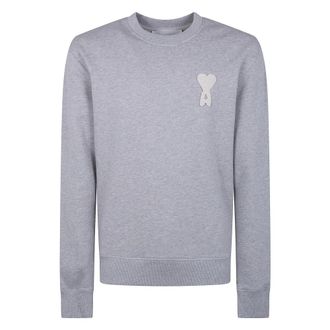 Ami Homme, Sweatshirts et sweats &agrave; capuche, Gris, Taille: S Crewneck Coupe Classique avec Patch Tricot&eacute; Ami de Coeur
