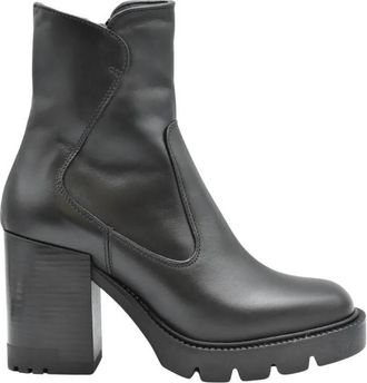 Janet & Janet Stiefel - Black Leather Ankle Boots - Gr. 39 (EU) - in Grau - f&uuml;r Damen