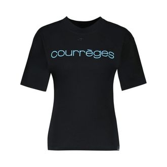 Courr&egrave;ges Femme, Tops, Noir, Taille: 40 FR Waisted Printed T-Shirt