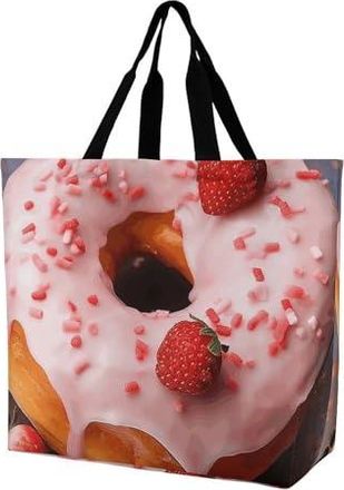 Generic Beignet &Agrave; La Fraise Sac A Main Femmes Grand Tote Bag L&eacute;ger Sac Fourre-Tout Pour Gym Travail Plage