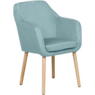 Beliani Beliani - Chaise de Repas Classique avec Accoudoirs Pieds en Bois Tissu Velours Rembourr&eacute; Bleu Yorkville ii