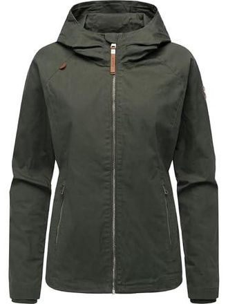 Ragwear Veste mi-saison l&eacute;g&egrave;re pour femme - Veste courte imperm&eacute;able et enduite avec capuche Dizzea Vintage YOUMODO XS &agrave; 3XL, Vert olive fonc&eacute;, 3XL