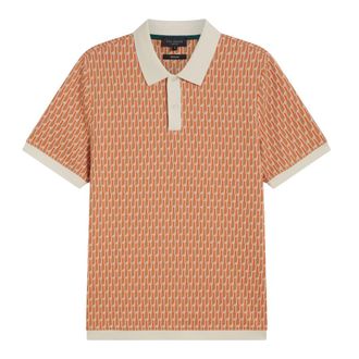 Ted Baker Hamishs Jacquard Stripe Geo Camel Poloshirt