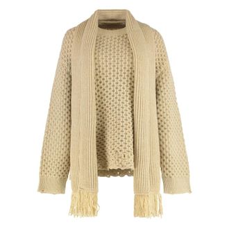 Maison Margiela Wollmischung Rundhals-Pullover - - Knitwear - Damen - Beige - L