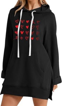 Generic 2026 Robe &agrave; capuche d&eacute;contract&eacute;e &agrave; manches longues et poche pour femme, Noir, XXL