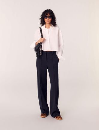 Maje Chemise Courte &Agrave; Col Brod&eacute; - Blanc - Taille 3 - Maje