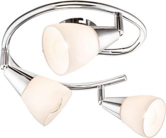 Globo Lighting Deckenlampe Wohnzimmerleuchte Esszimmerlampe Deckenleuchte Schlafzimmerlampe Spotleuchte, Metall Glas Chrom, Spot beweglich 3 Flammig E14, D 47,5 cm