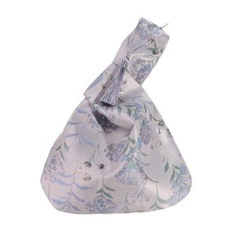 Generic Sac &agrave; main en tricot de style chinois avec noeud &agrave; pompons, sac &agrave; main, sac &agrave; main, sac &agrave; main, pochette anti-perte, Pompon bleu, 1