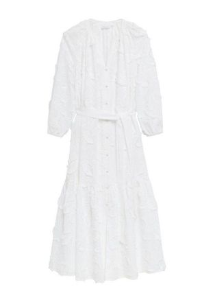 Comma Maxikleid Kleid Midikleid mit floraler All-over-Stickerei