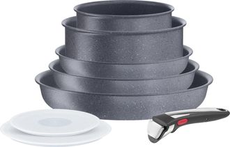 T-fal Ingenio L7669802 Kochgeschirr, 8-teilig, Induktion, Antihaftbeschichtung, stapelbar, Pfannen und T&ouml;pfe + abnehmbarer Griff, sp&uuml;lmaschinengeeignet, Mad