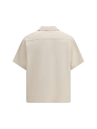 Valentino Mens Signature Vlogo Bowling Shirt Avorio Cotton