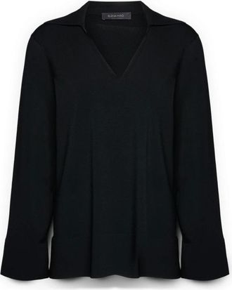 Elena Miro Femme, Pulls, Noir, Taille: 44 FR M560Z100750N033 Pull V avec col