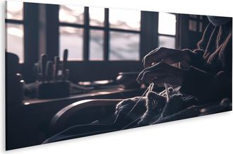 Islandburner Bild auf Leinwand Stricken am gemütlichen Winternachmittag für Wohnzimmer Strick-Enthusiasten Handarbeitsladen Bilder Wandbilder Poster