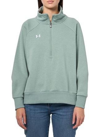 Under Armour Damen Rival Fleece Half Zip, (348) Silica Green/White, XS