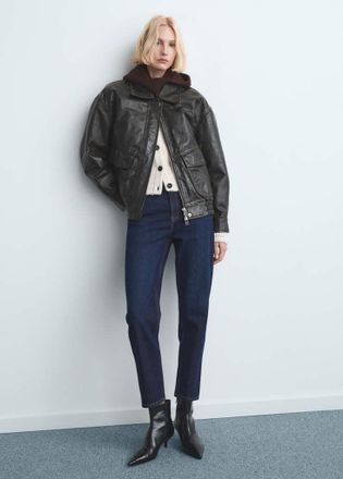 Mango Jean Mom2000 mom taille haute bleu fonc&eacute; - Femme - 32 - MANGO