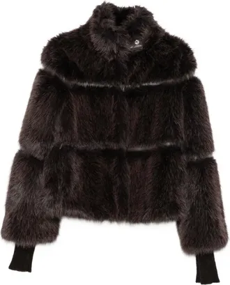Patrizia Pepe veste zippée en fourrure artificielle - Marron