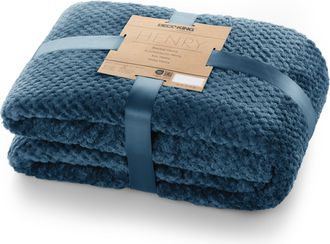 Decoking Kuscheldecke 220x240 cm Indigoblau Decke Microfaser Wohndecke Tagesdecke Fleece weich sanft kuschelig skandinavischer Stil dunkelblau Henry