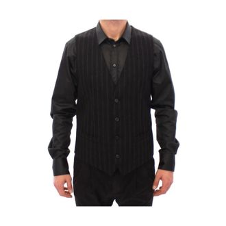 Dolce & Gabbana Schwarze Gestreifte Kleidweste - - Suits - Herren - Schwarzk - M