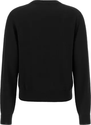 Maison Kitsun&eacute; Logo-Embroidered Merino Wool Sweater - Black
