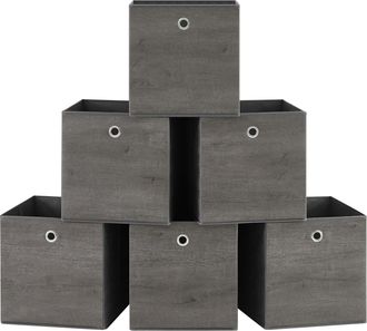 Songmics Aufbewahrungsbox, 6er Set, Ordnungsboxen, Oxford-Gewebe, Faltbox, 30 x 30 x 30 cm, Stoffbox, f&uuml;r W&uuml;rfelregal, Organizer f&uuml;r Kleidung, nebelgrau RFB102