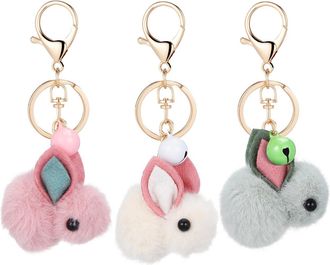 Amosfun Kaninchen Schl&uuml;sselanh&auml;nger Pl&uuml;sch Hase Anh&auml;nger Weicher Schl&uuml;sselring Damen Tasche Charm Geschenk F&uuml;r Ostern Kinder M&auml;dchen