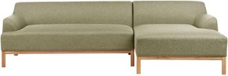 Beliani 3-Sitzer Ecksofa Olivgrün Stoffbezug mit Chaiselounge Links Armlehnen Niedrige Rückenlehne Tiefe Sitzfläche Hohe Holzbeine Skandi Wohnzimmer