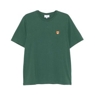 Maison Kitsun&eacute; Homme, Tops, Vert, Taille: S Fox Head Regular Tee-Shirt