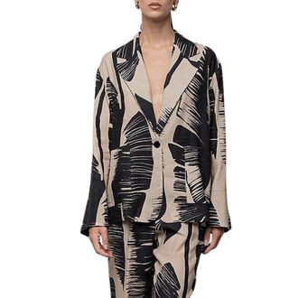 Kaos Kaos, Femme, Vestes, Multicolore, Taille: 40 FR Veste en m&eacute;lange de lin &agrave; motifs