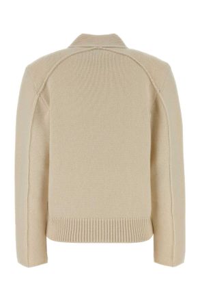 Bottega Veneta Womens Ivory Wool Blend Cardigan Beige Exterior: Nylon Elastane Maglieria Sweater