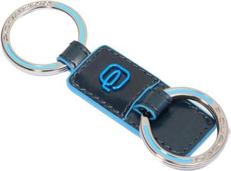 Piquadro unisex, Accessoires, Bleu, Taille: ONE Size Porte-cl&eacute;s en cuir avec deux anneaux