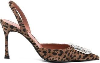 Amina Muaddi Femme, Chaussures, Brun, Taille: 38 EU Camelia Slingback 90