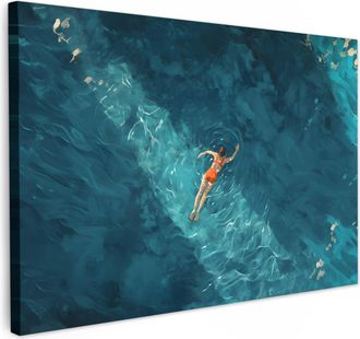 MuchoWow © Leinwandbild Groß 120x80 cm XXL Dekoration Wohnzimmer Bilder Pictures Wall Decoration Living Room Wohnungs Deko Moderne Bild Frau - Wasser - Bikini 