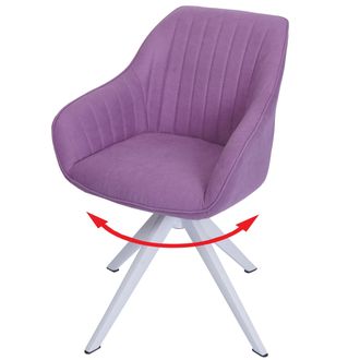 Mendler Esszimmerstuhl HWC-K27, K&uuml;chenstuhl Stuhl mit Armlehne, drehbar Stoff/Textil - lila