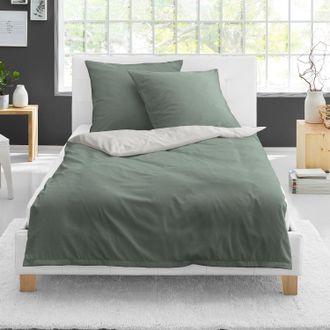 BIERBAUM Renforc&eacute; Wende Bettw&auml;sche 3297-30 Salbei Silber 135x200, 100% Baumwolle, weich, atmungsaktiv, hautfreundlich, mit Rei&szlig;verschluss, pflegeleicht, waschb