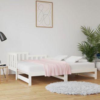 vidaXL Vidaxl - Lit coulissant avec tiroirs en bois de pin massif blanc 193,5 x 181 x 68,5 cm - 2 matelas 90 x 190 cm n&eacute;cessaires - Design optimis&eacute; pour