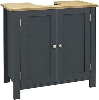 Kleankin Meuble sous lavabo en agglom&eacute;r&eacute; et MDF avec 2 Portes et &eacute;tag&egrave;re int&eacute;rieure r&eacute;glable, 60x30x60 cm, Gris