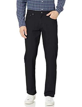 Amazon Essentials Pantalon en Sergé Stretch 5 Poches Coupe Décontractée Homme, Noir, 40W / 30L