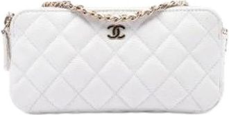 Chanel Pre-owned Sac bandouli&egrave;re matelass&eacute; en cuir caviar - Femme - Pre-owned - Blanc - Taille: ONE Size
