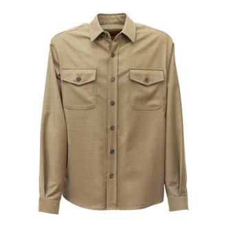 Cruna Homme, Chemises, Beige, Taille: M Giacca Overshirt in Lana Tecnica