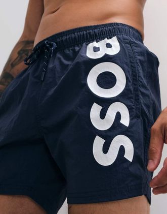 HUGO BOSS Boss short de bain &agrave; logo pieuvre bleu marine