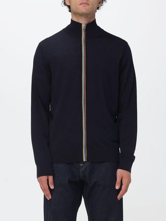 Paul Smith Cardigan zipp&eacute; en laine m&eacute;rinos avec col montant et poches italiennes