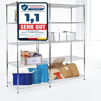 Mammut Mammut - &Eacute;tag&egrave;re en m&eacute;tal chrom&eacute; 3 &eacute;tag&egrave;res 90x35x90 cm - Charge max 210 kg - Assemblage facile sans outils - Pour espaces de rangement modernes