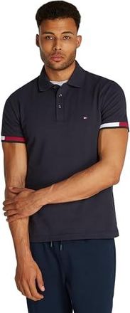 Tommy Hilfiger Polo Manches Courtes Homme Flag Cuff Slim Fit, Bleu (Desert Sky), 3XL