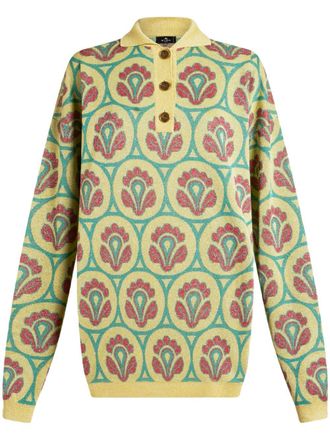 Etro Polo-Pullover aus Blumenjacquard - Gelb
